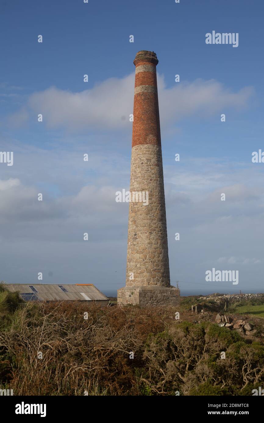 Chimney Stack at Botallack mines in Cornwall Stock Photo - Alamy