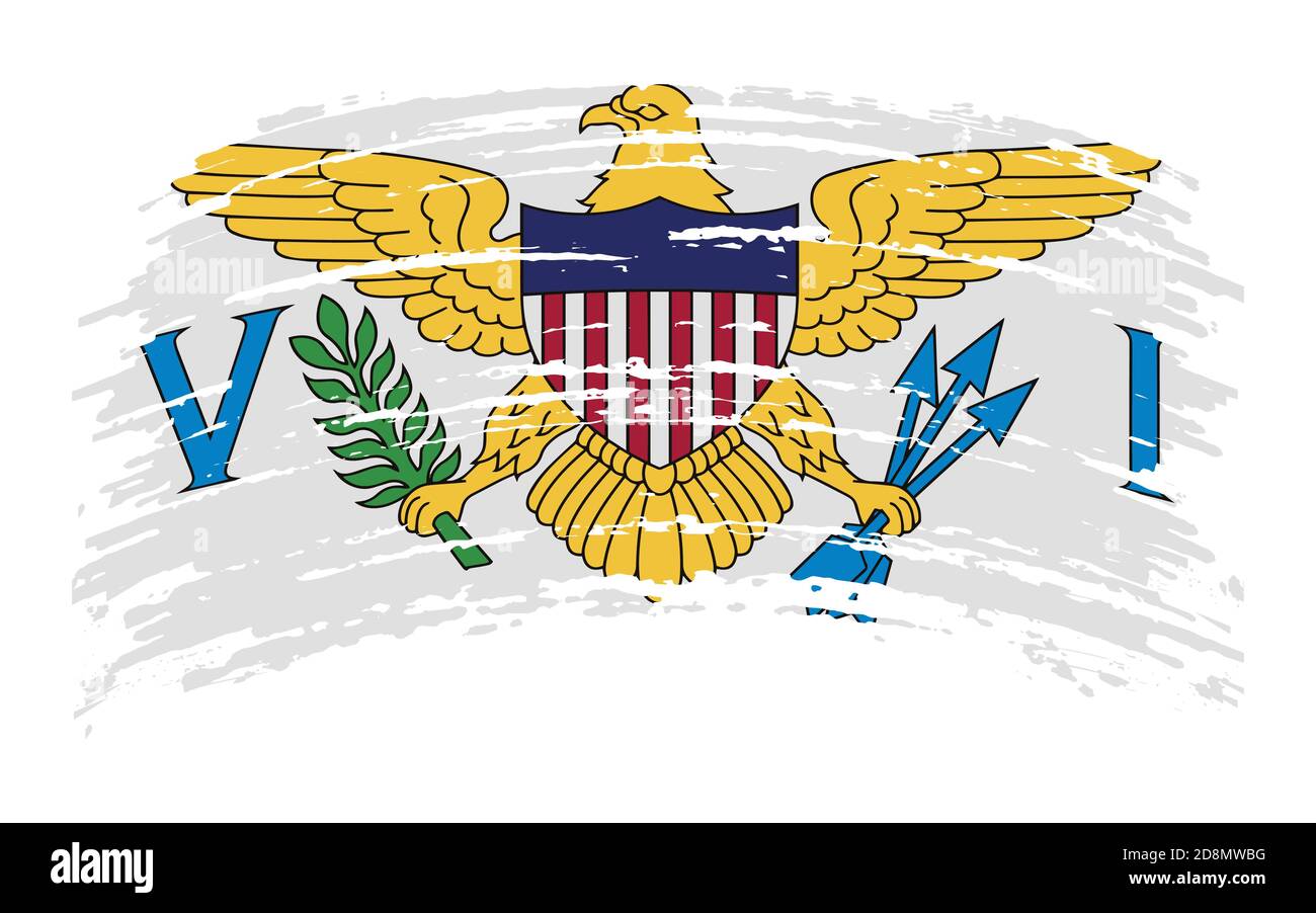 Virgin Islands of the United States flag in grunge brush stroke, vector ...