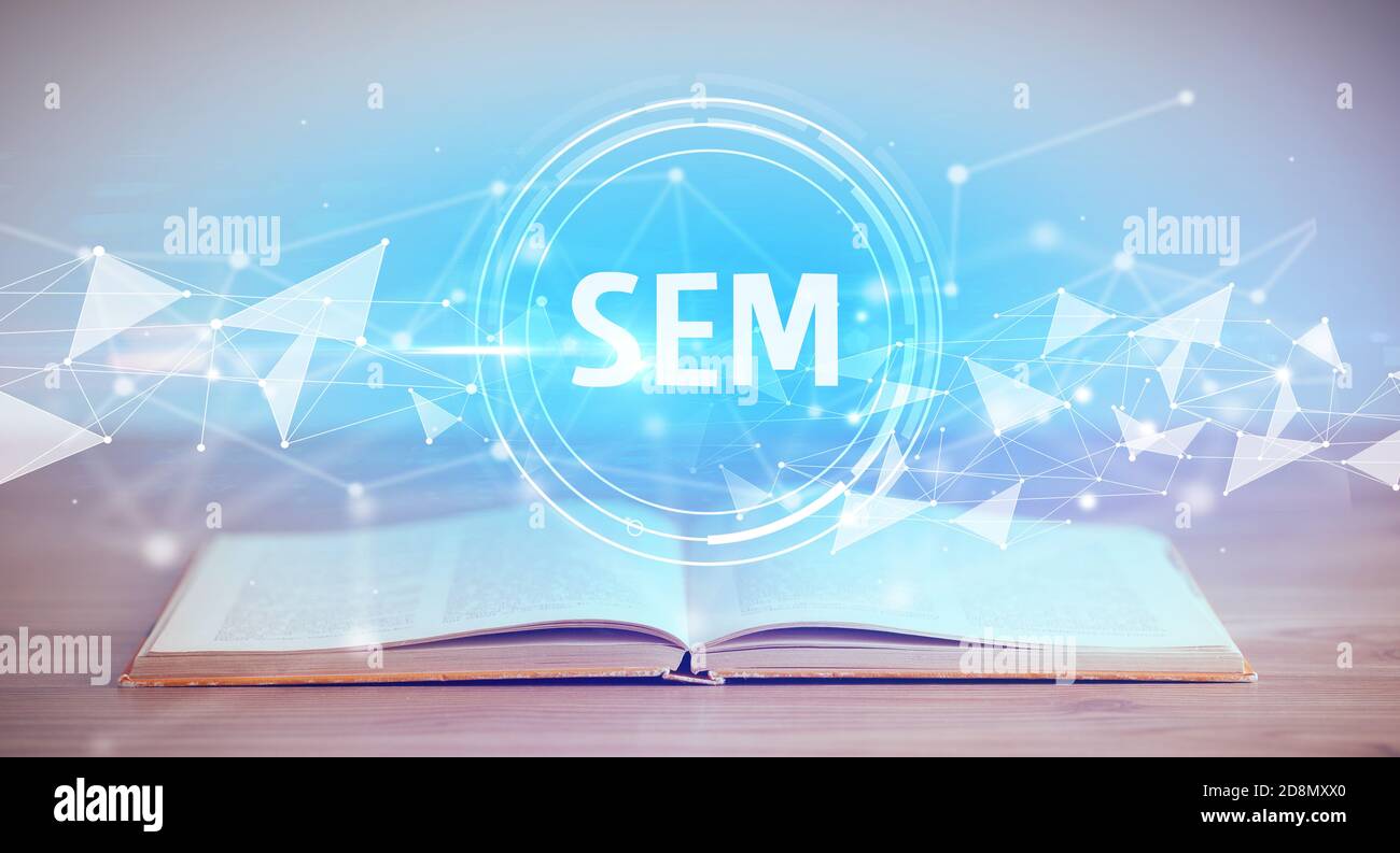 Open book with SEM abbreviation, modern technology concept Stock Photo ...
