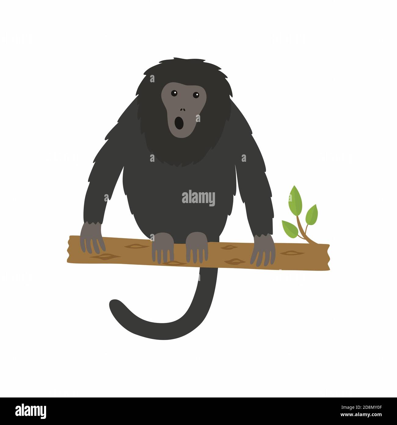 Vector illustration of animal howler monkey, howling on a tree Stock ...