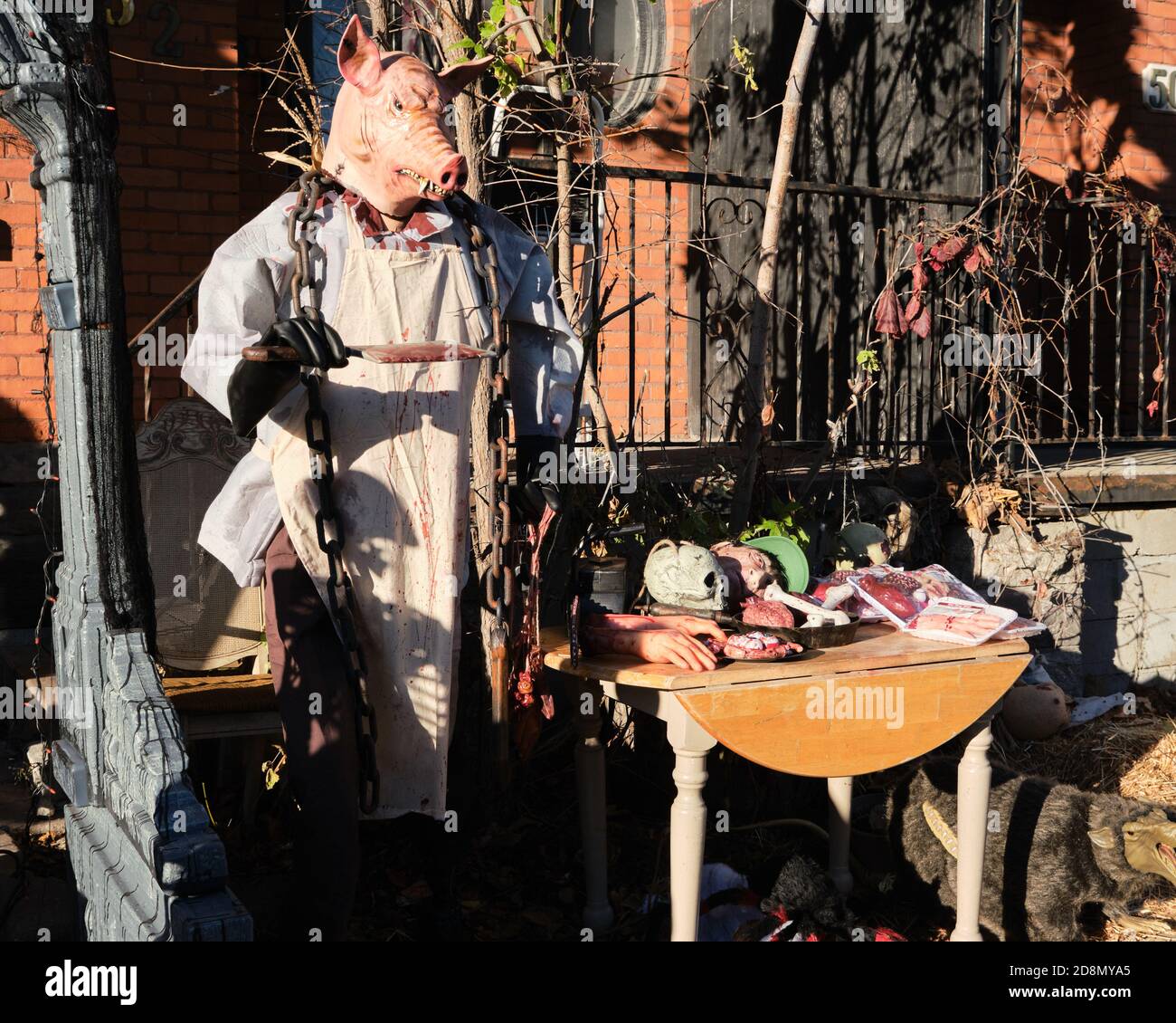 Ottawa, Canada. October 31st, 2020. Gruesome Halloween tableau on ...
