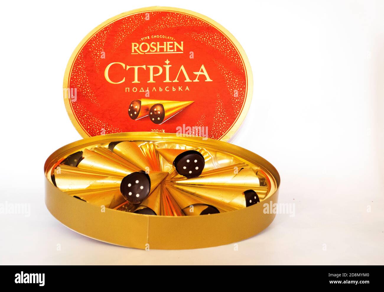 In this photo illustration a box of "Arrow" chocolates by "Roshen ...