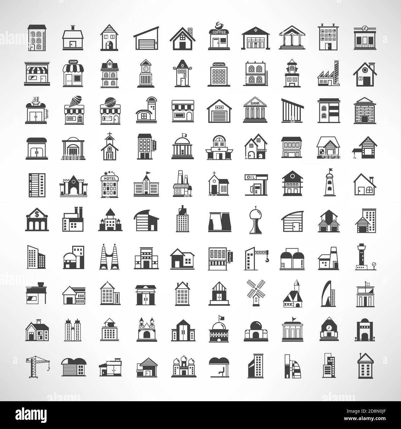 building icons set, simple building buttons Stock Vector Image & Art ...