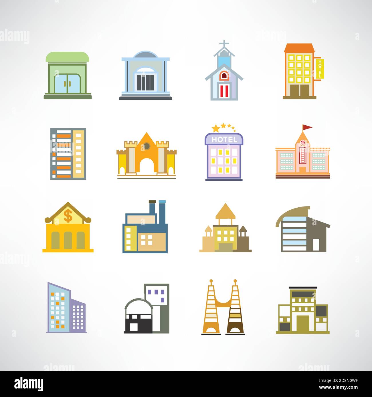cute building icons set Stock Vector Image & Art - Alamy