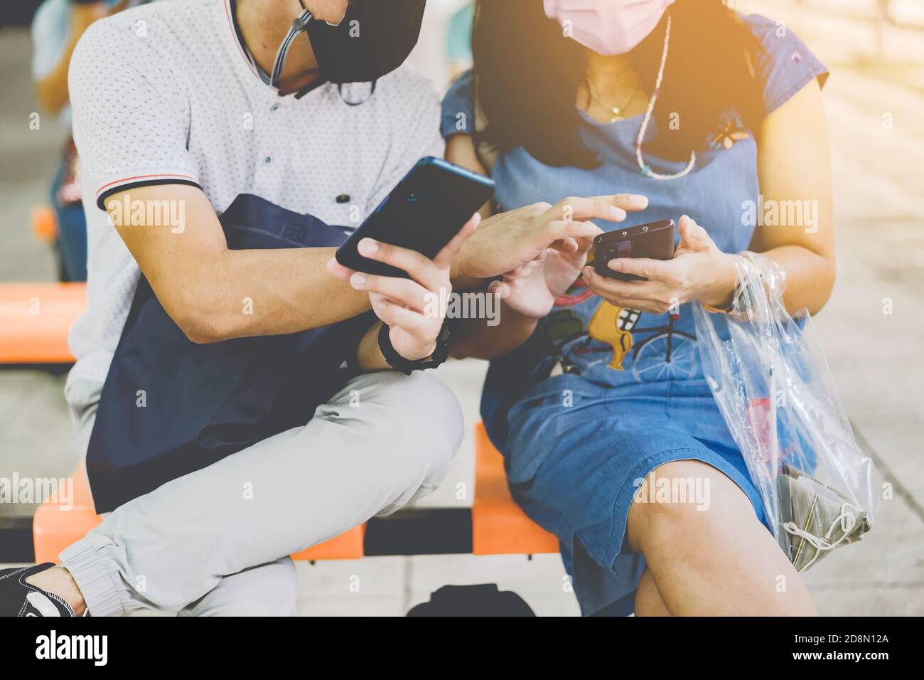 Female traveler wear surgical mask to prevent Corona Virus(COVID-19 ...