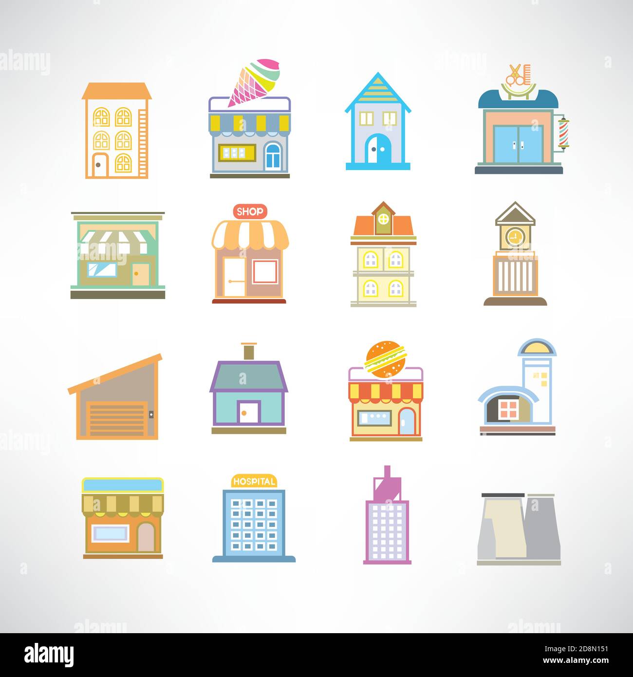 cute building icons set Stock Vector Image & Art - Alamy