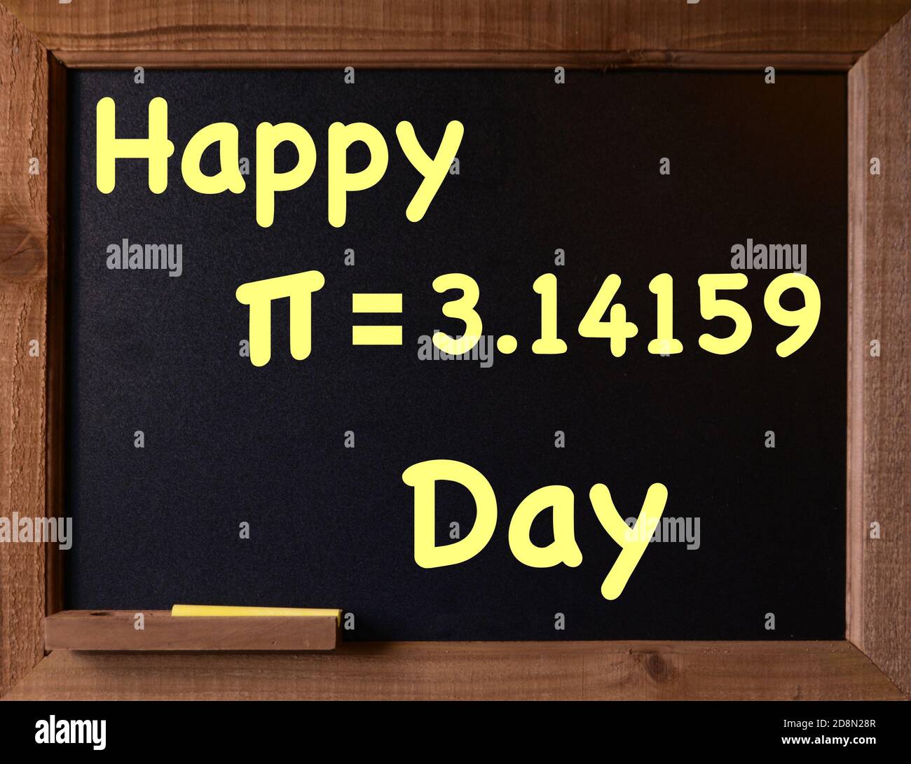 Chalkboard with Happy Pi Day message Stock Photo - Alamy