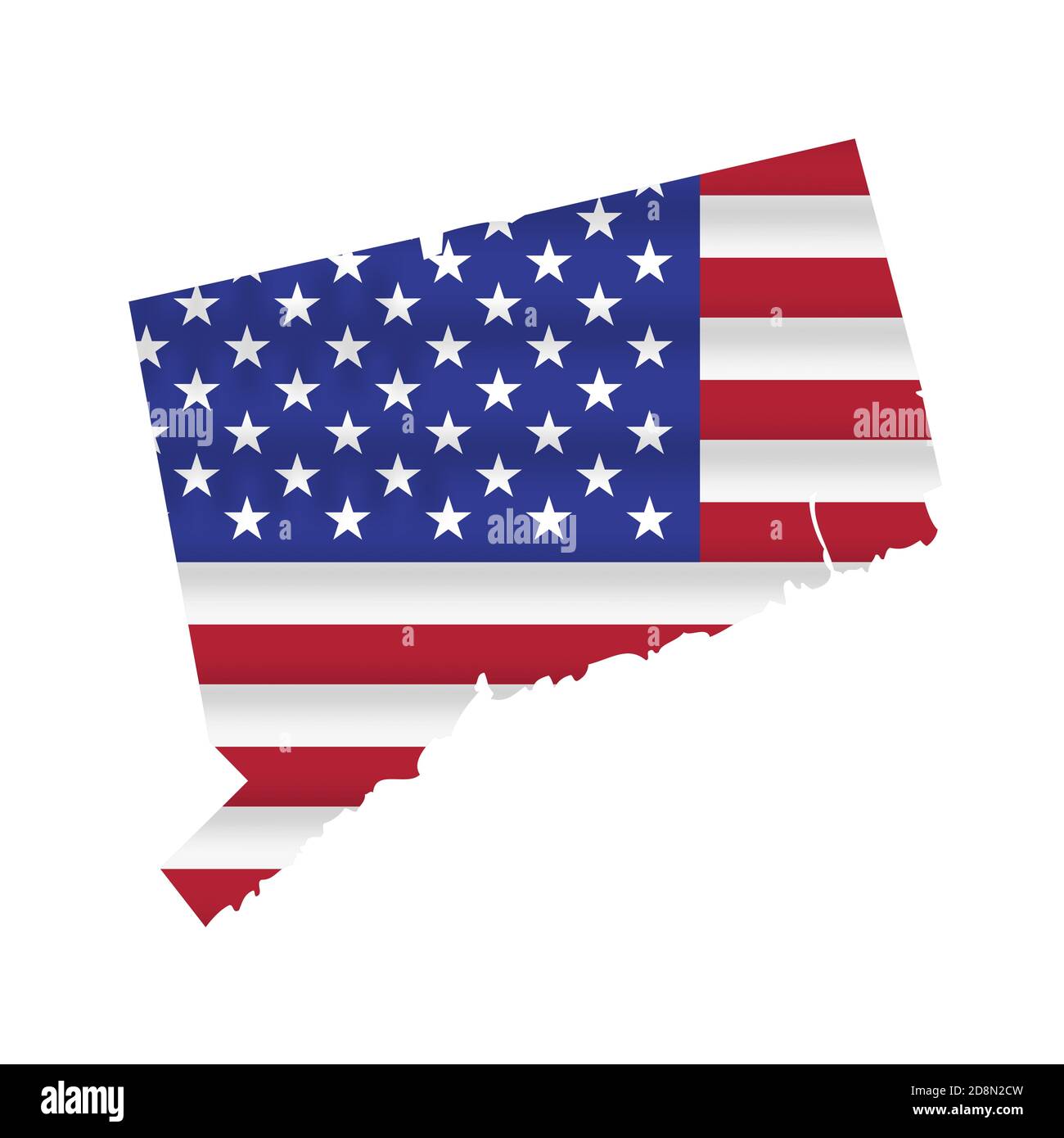 Connecticut US state flag map isolated on white. illustration Stock ...