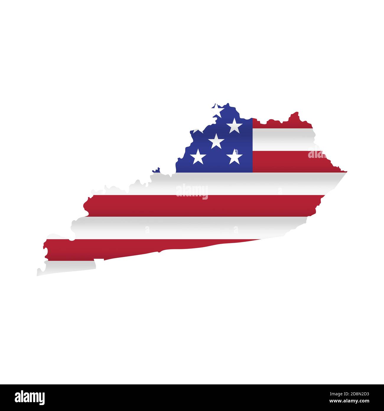 Kentucky US state flag map isolated on white. illustration Stock Photo ...