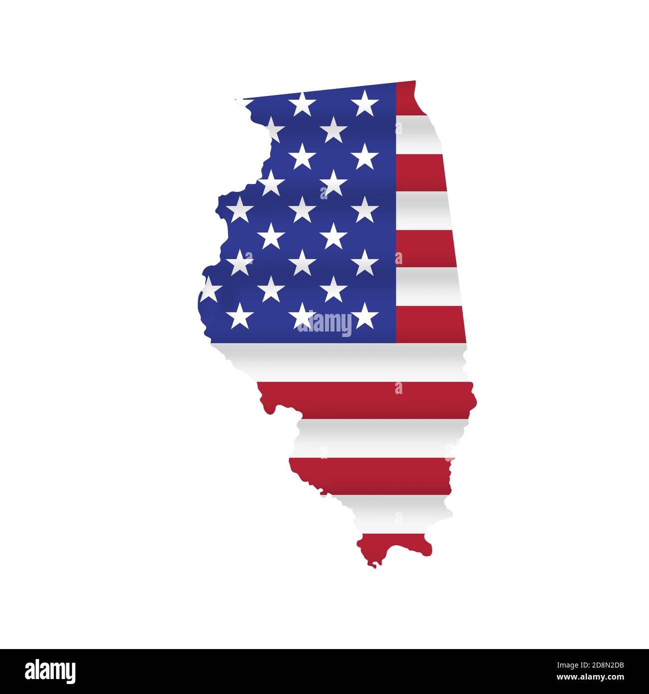 Illinois US state flag map isolated on white. illustration Stock Photo ...