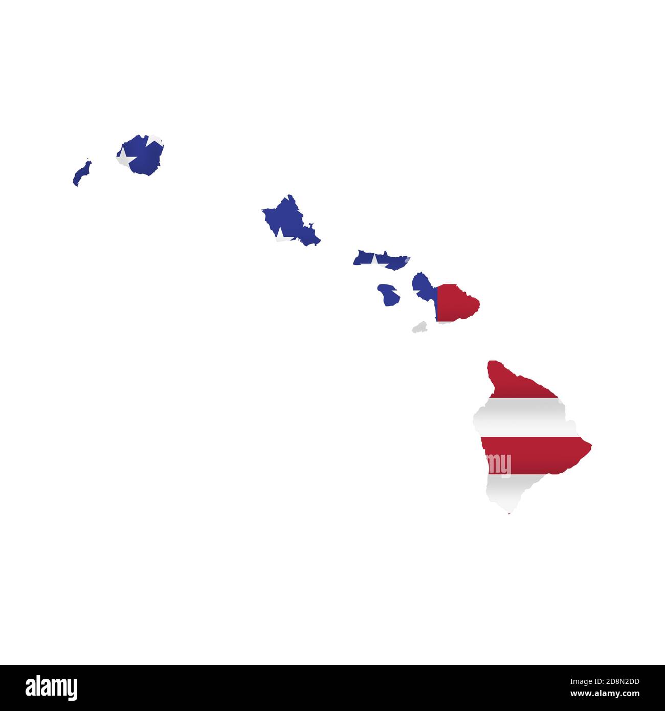 Hawaii US state flag map isolated on white. illustration Stock Photo ...