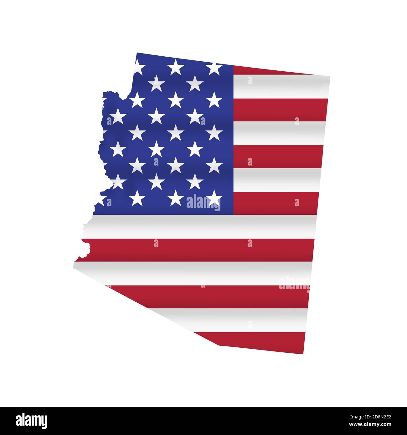 Arizona US state flag map isolated on white. illustration Stock Photo ...