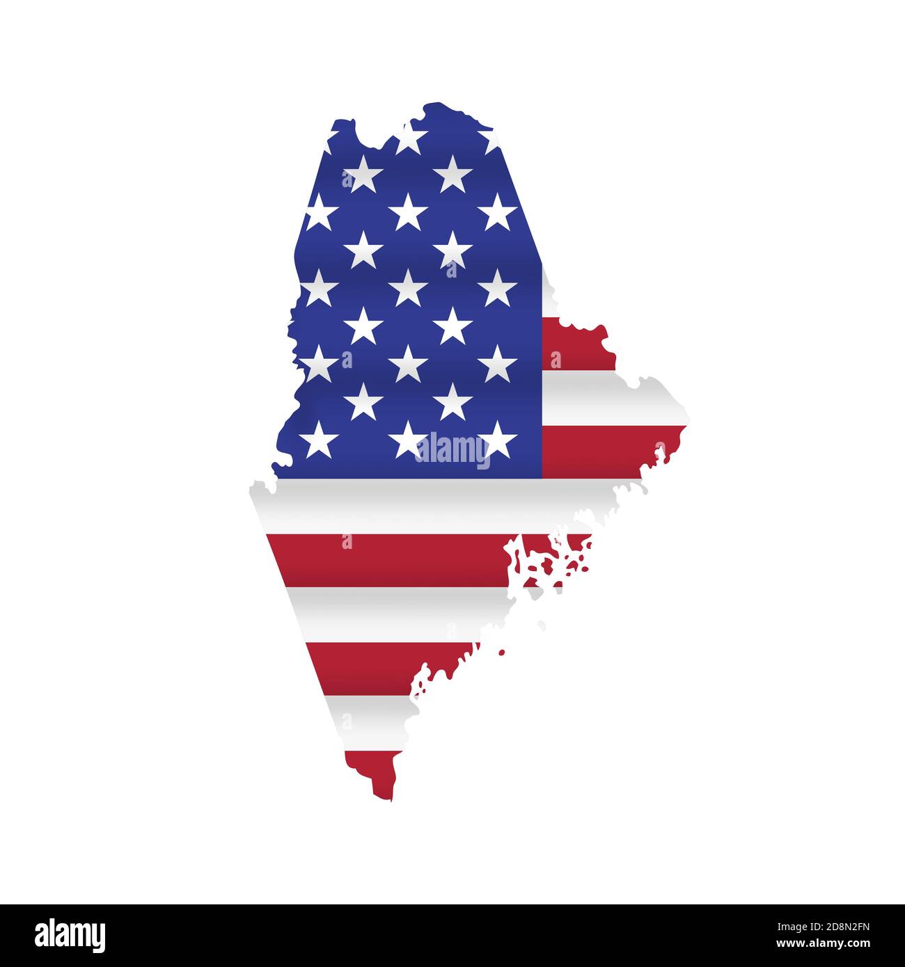 Maine US state flag map isolated on white. illustration Stock Photo - Alamy