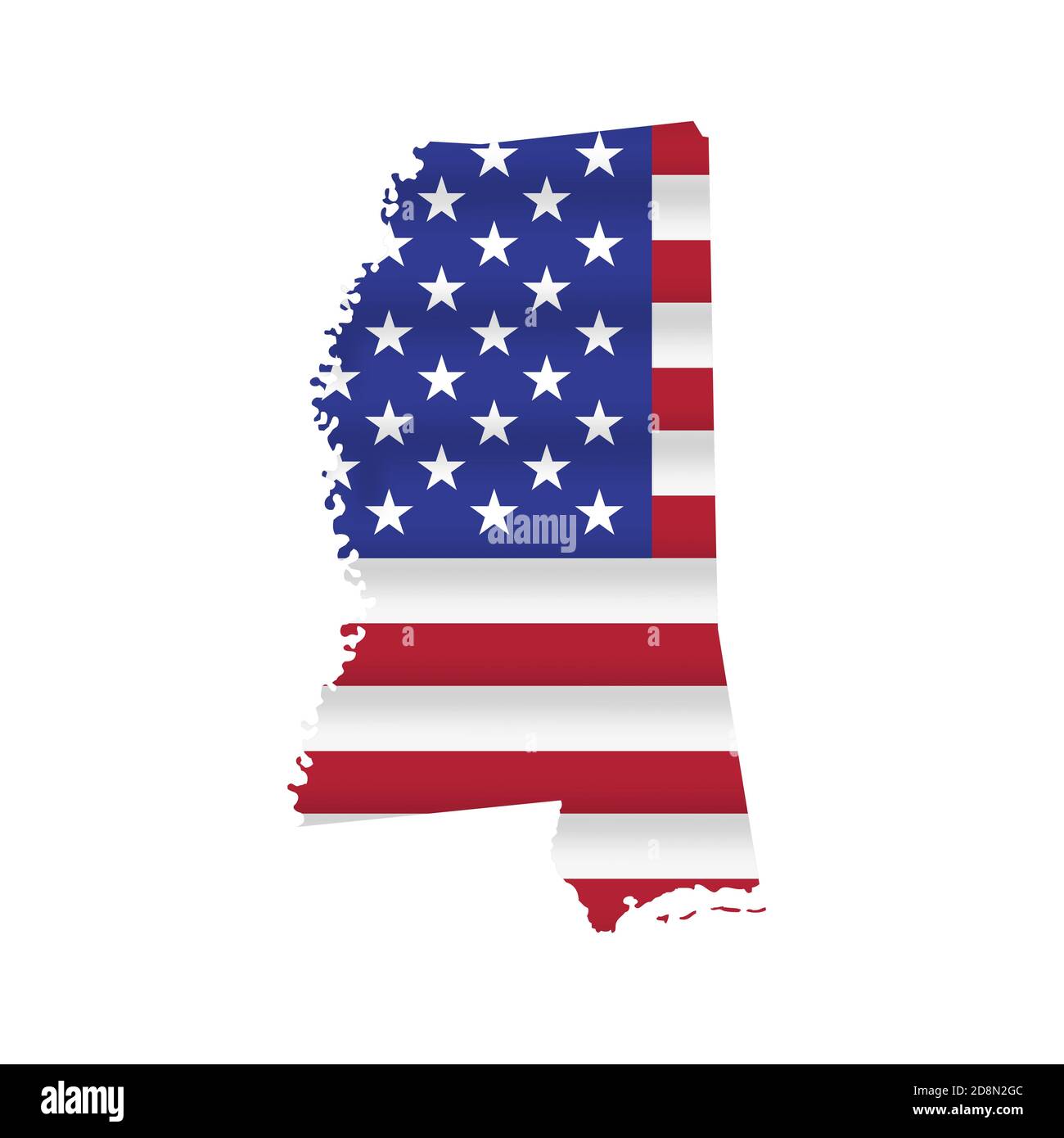 Mississippi US state flag map isolated on white. illustration Stock ...