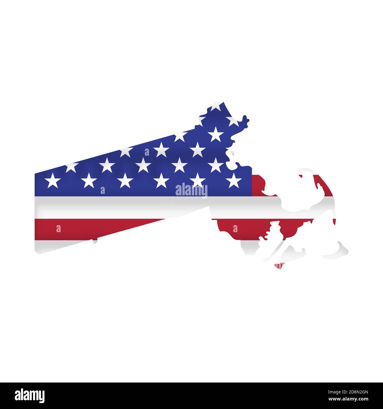 Massachusetts US state flag map isolated on white. illustration Stock ...