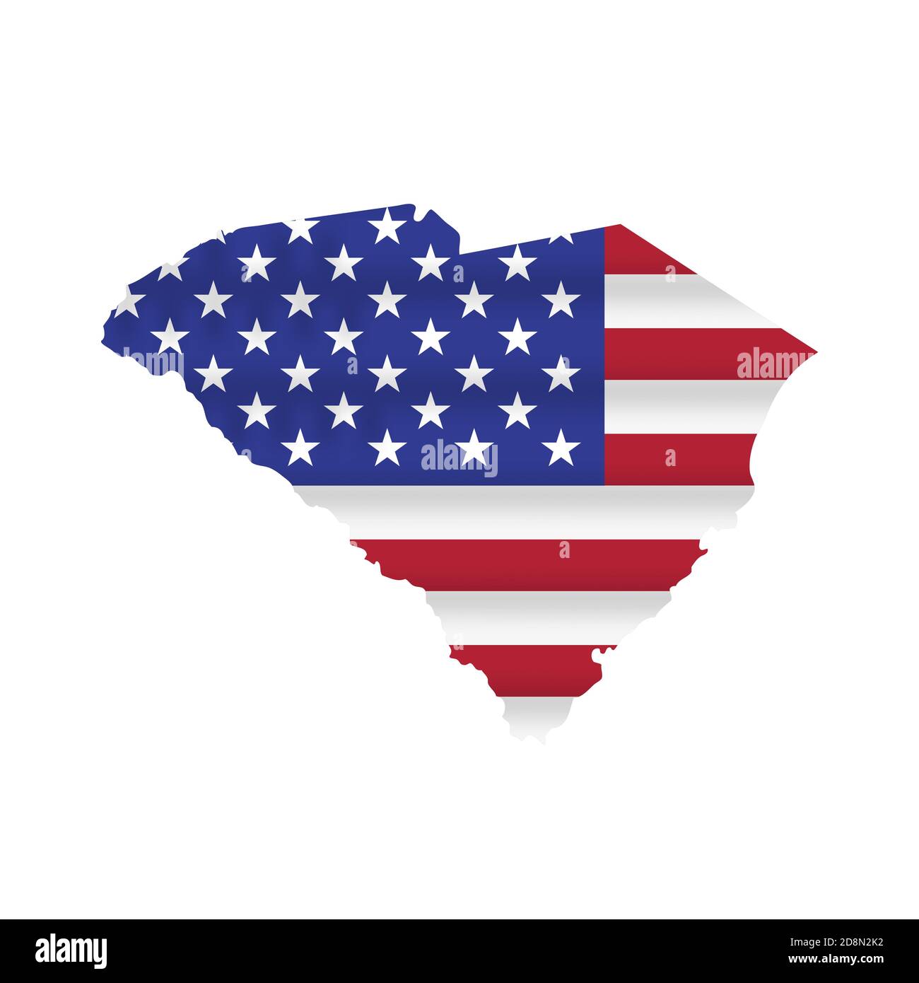 South Carolina US state flag map isolated on white. illustration Stock ...