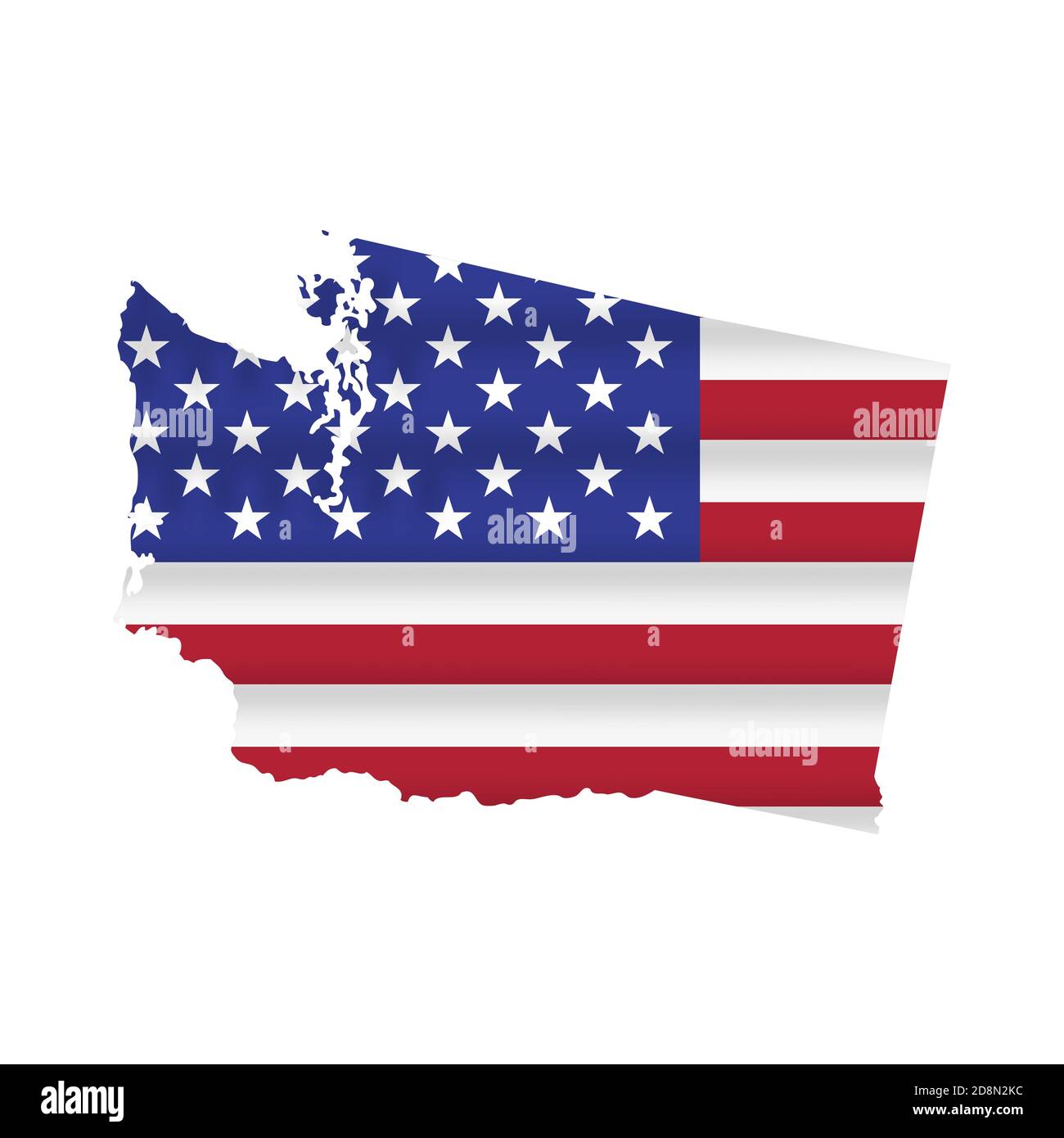 Washington US state flag map isolated on white. illustration Stock ...