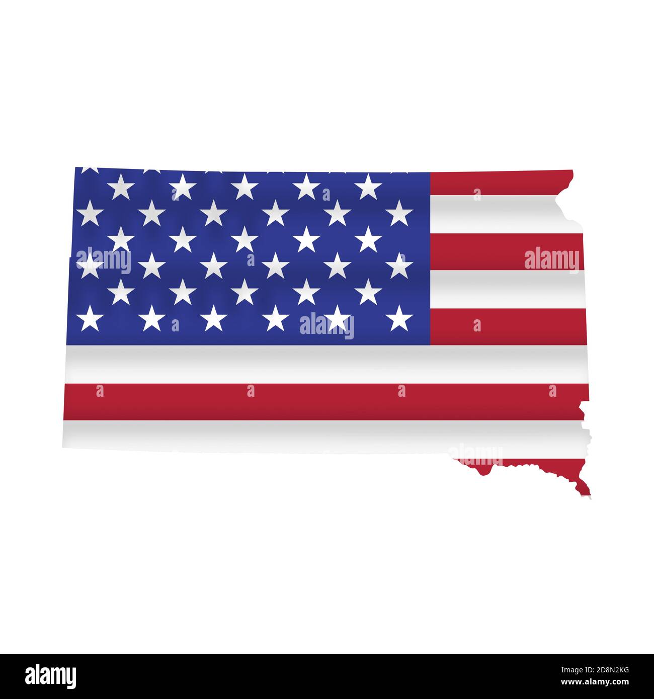 South Dakota US state flag map isolated on white. illustration Stock ...