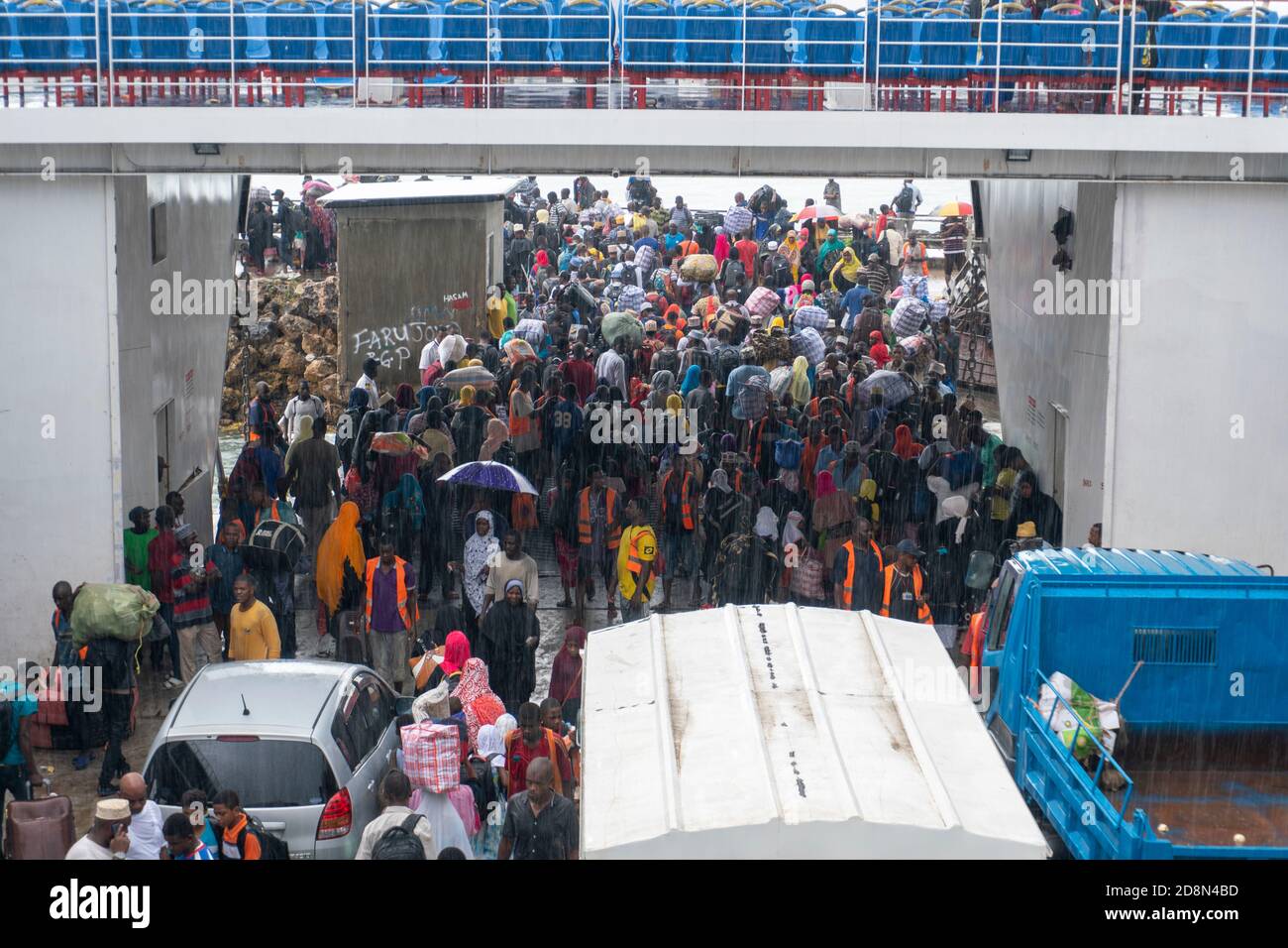 ZANZIBAR, TANZANIA - 5 JANUARY 2020: Crowd of Local Black Muslim ...