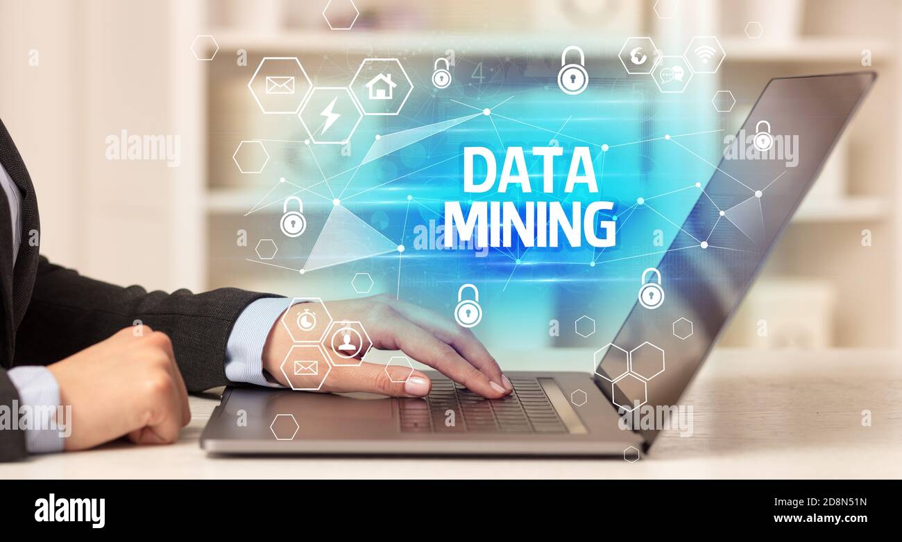 DATA MINING inscription on laptop, internet security and data ...