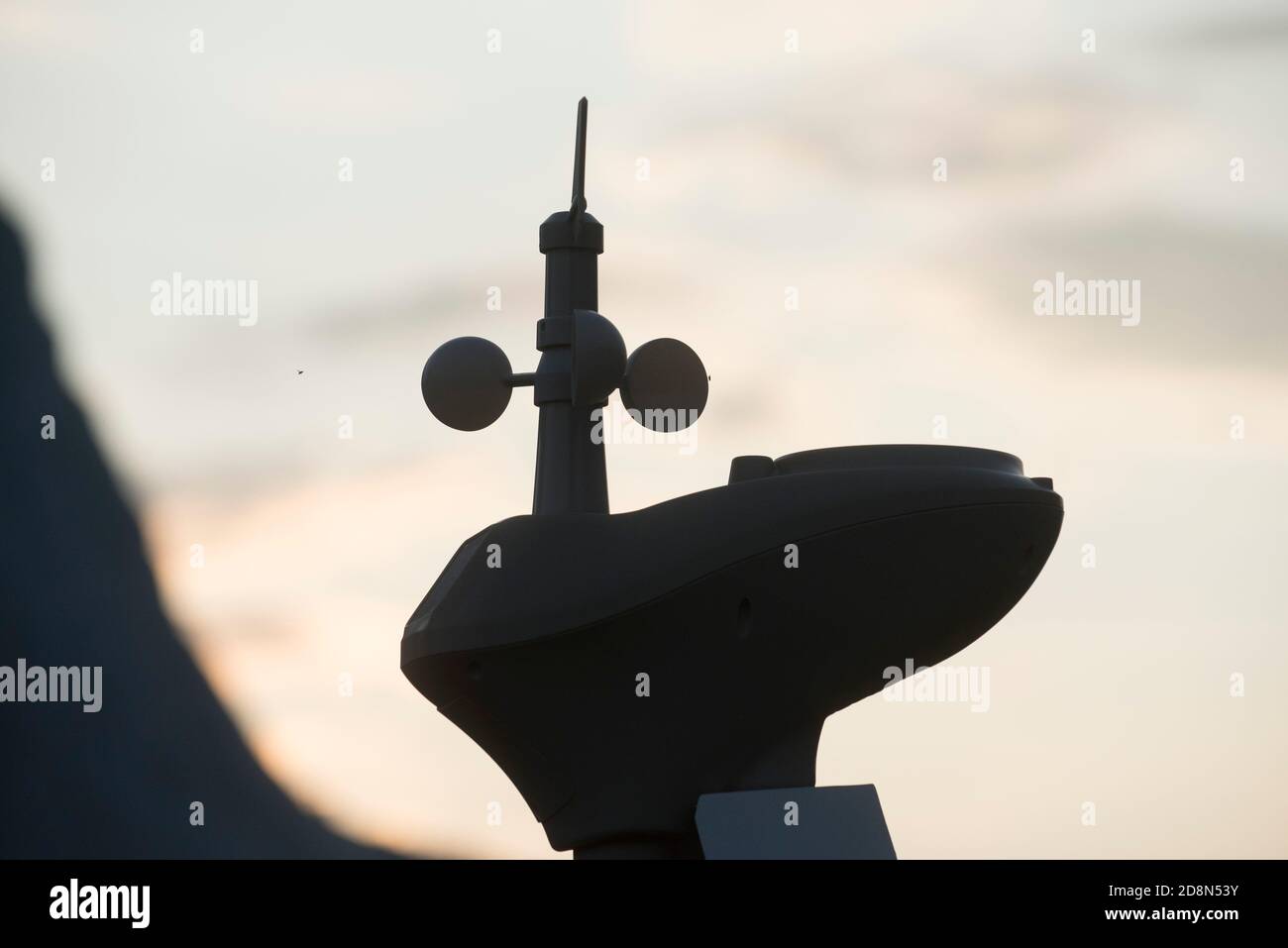 Wind measurement by weather station, observing weather conditions in ...