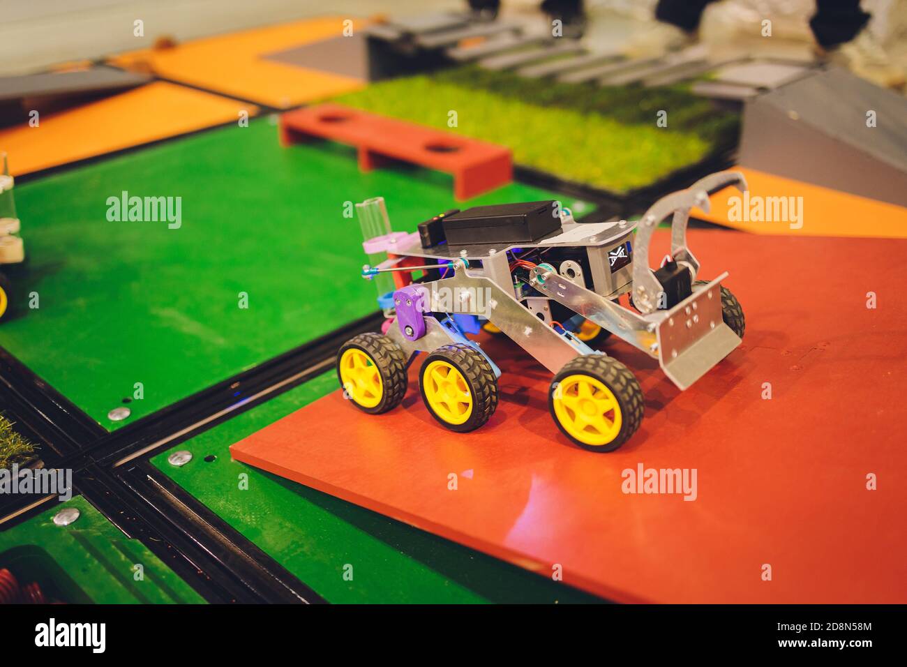 Homemade robot on wheels with eyes. Hobby robotics Stock Photo - Alamy