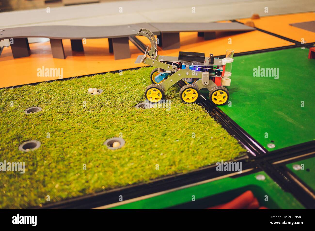 Homemade robot on wheels with eyes. Hobby robotics Stock Photo - Alamy