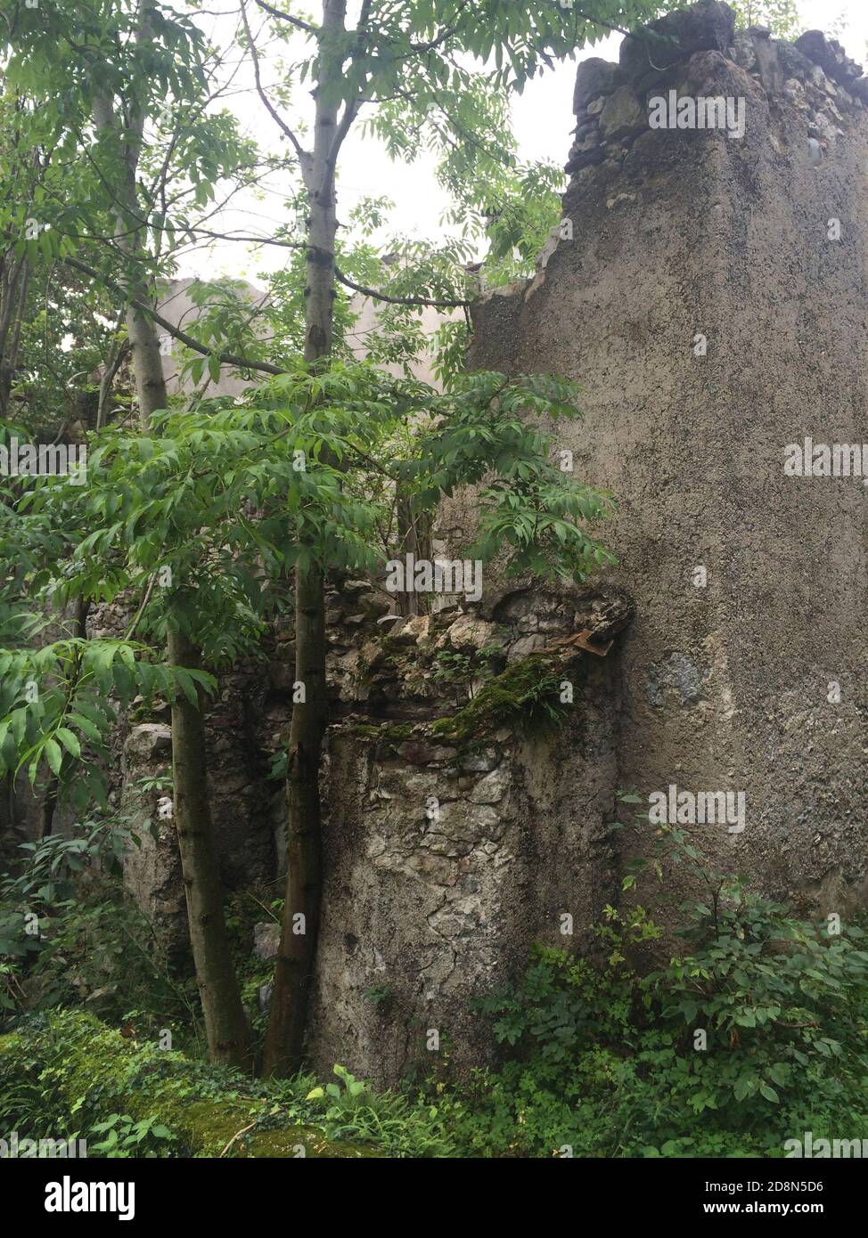 decay and structural damage in building, abandoned house in rural area ...