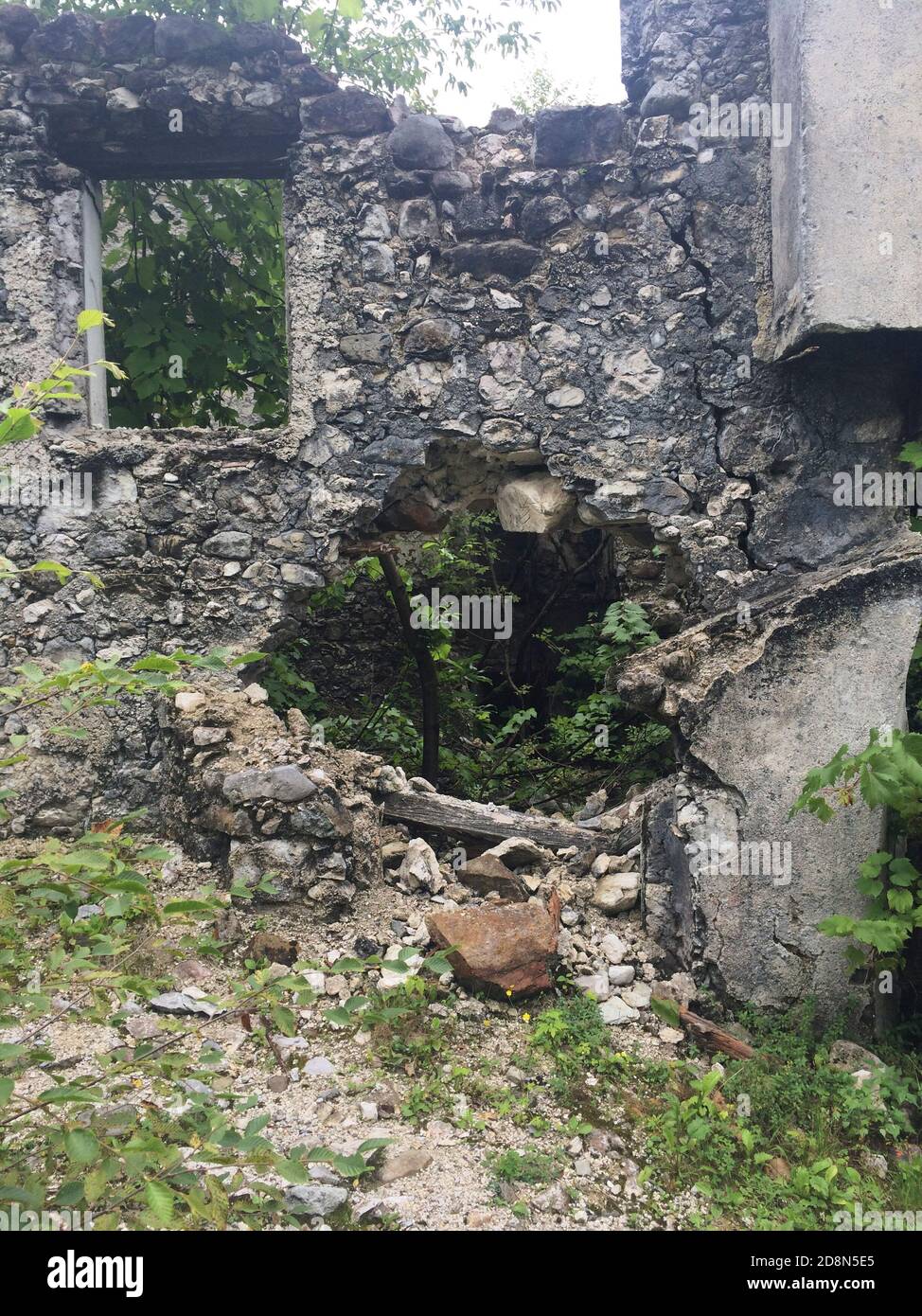 decay and structural damage in building, abandoned house in rural area ...