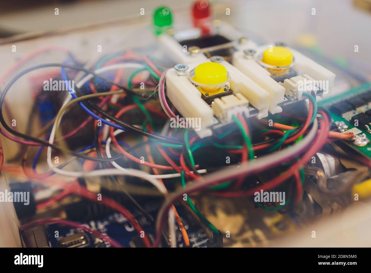 Homemade robot on wheels with eyes. Hobby robotics Stock Photo - Alamy