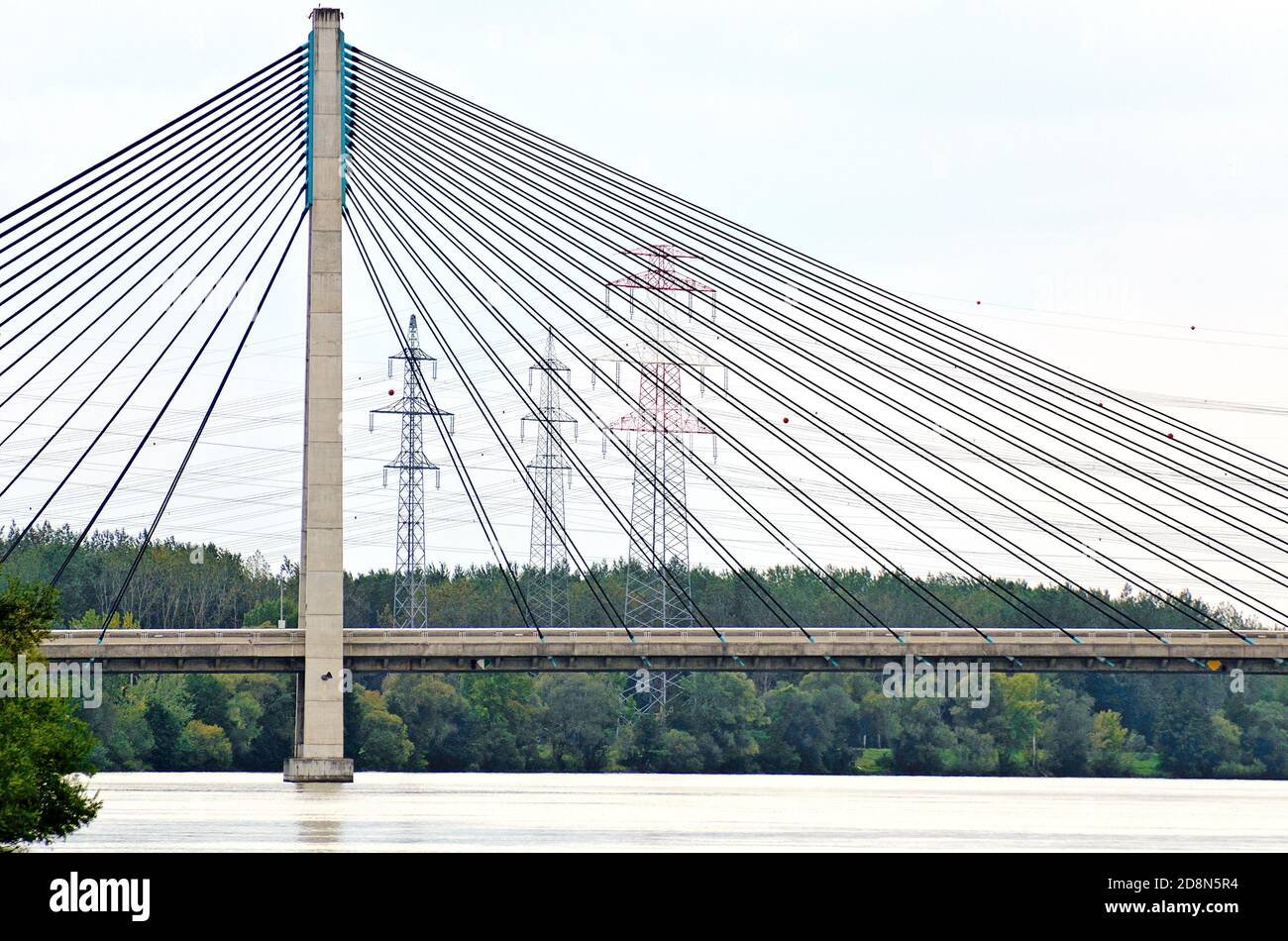 Construction cable stayed bridge cable stayed pylon hi-res stock ...
