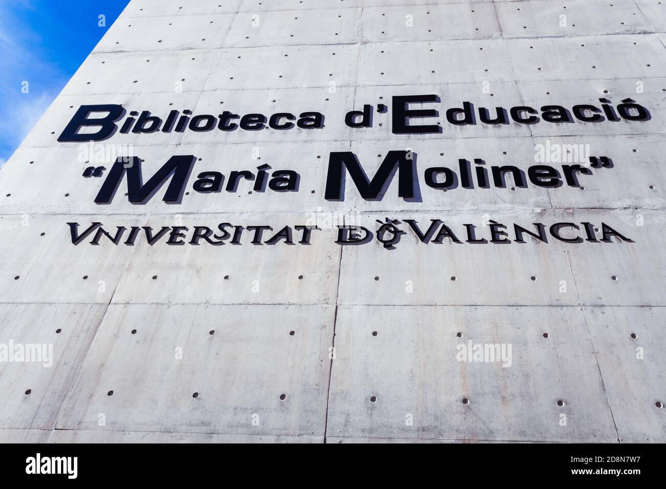 Valencia, Spain - October 30: Facade of the library of the University ...