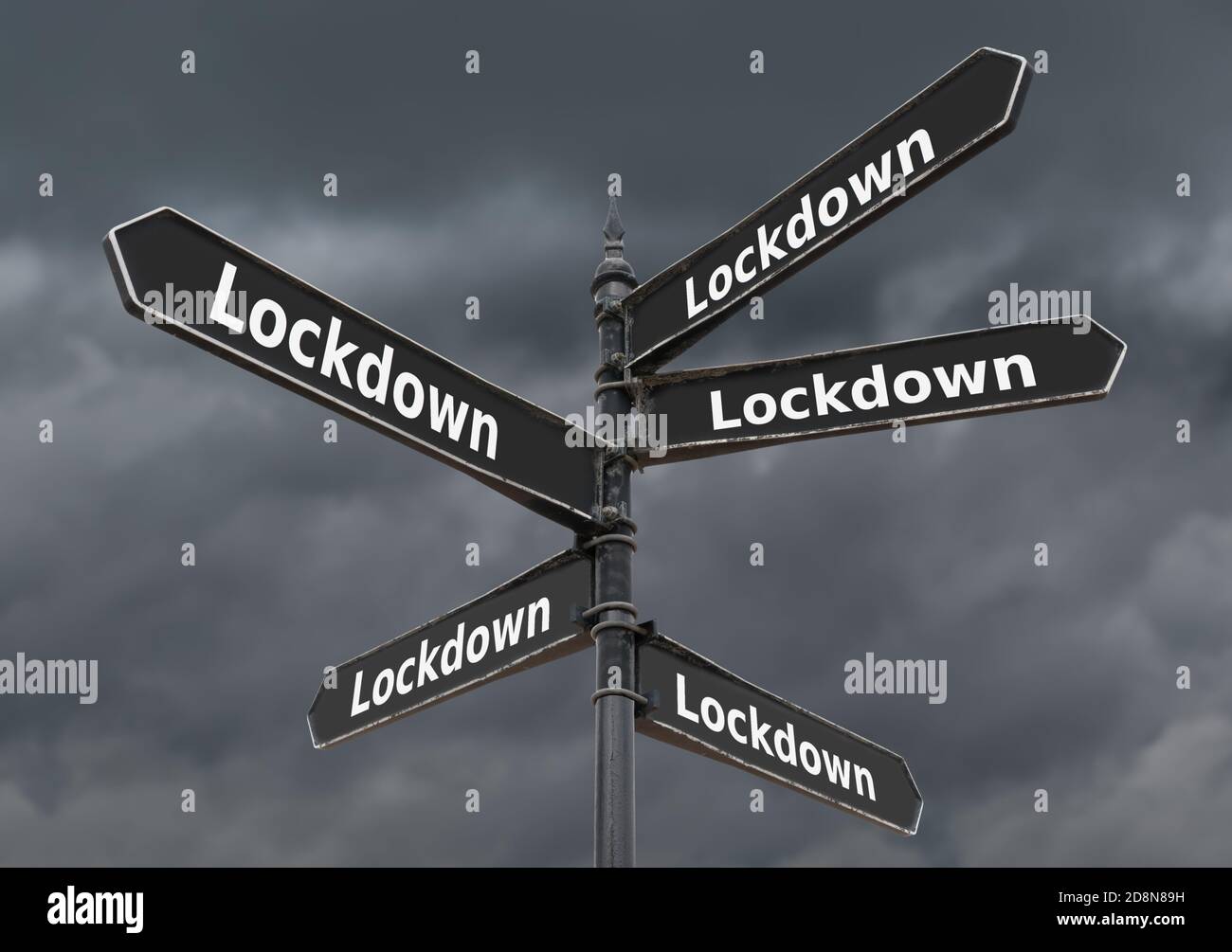 Finger post pointing in all directions illustrating England, UK in ...