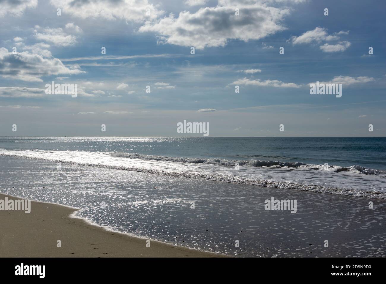 A wide empty beach on the Atlantic Ocean coast in France Stock Photo ...