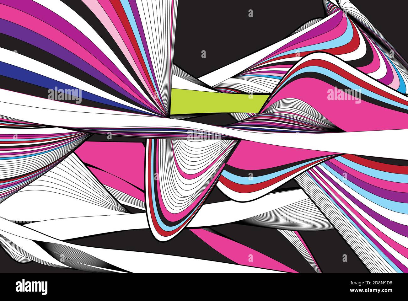Abstract linear vector background with waves and stripes on dark ...