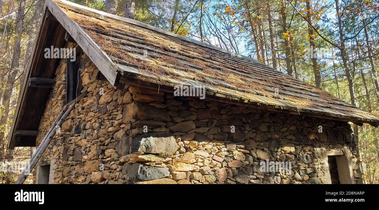 Old stone hut used in the past by local woodcutters as a shelter from ...