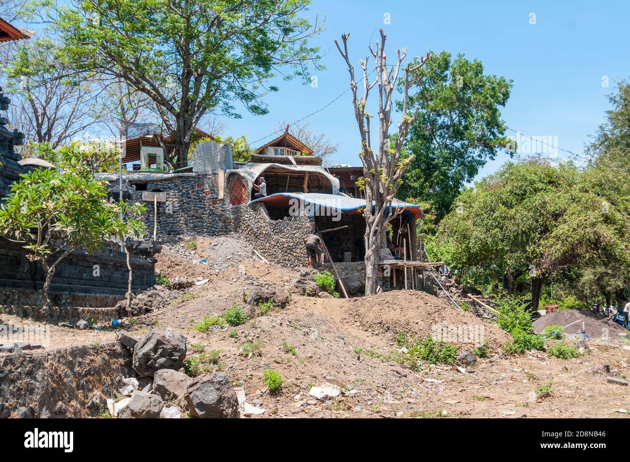 stone house construction work, Tulamben, Bali, Indonesia Stock Photo ...