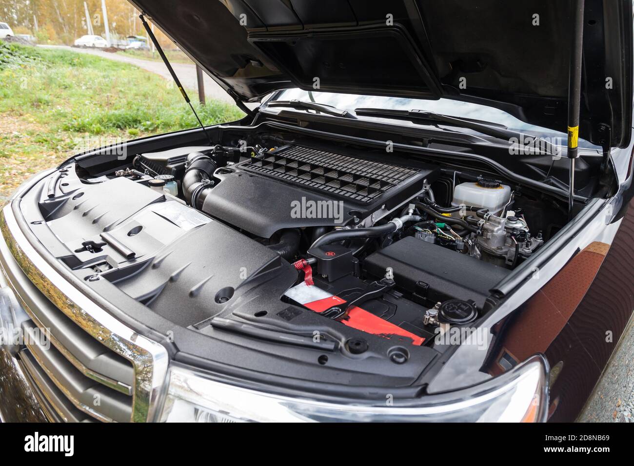 Front engine compartment with clean components and assemblies under the ...