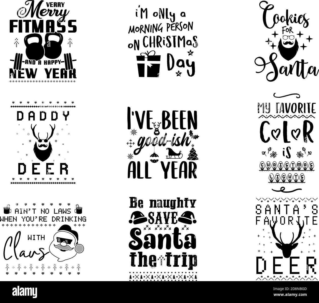 Christmas calligraphy set. Silhouette typography quotes designs for ...