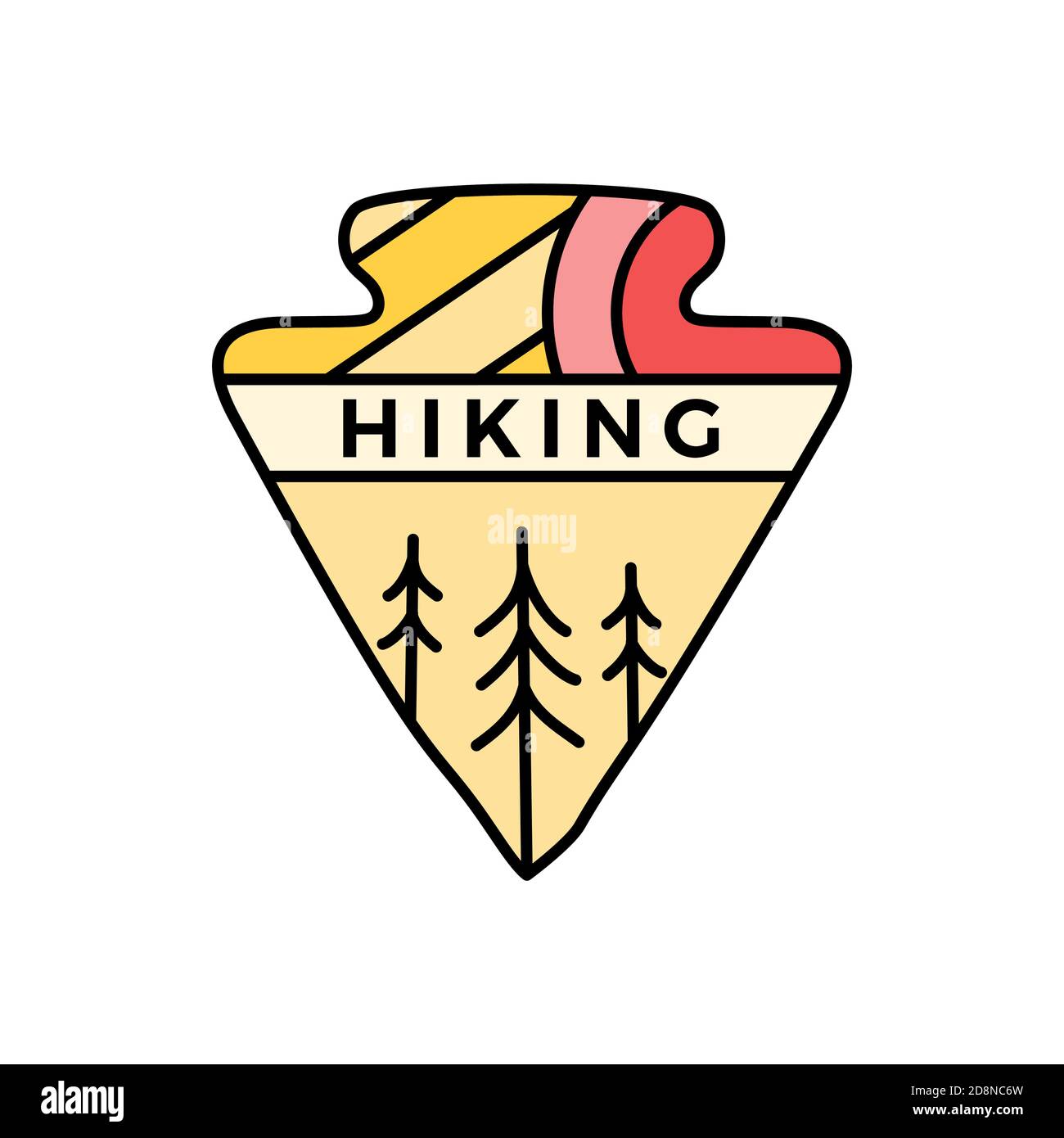 Hiking logo emblem template, adventure label design with trees. Unusual ...