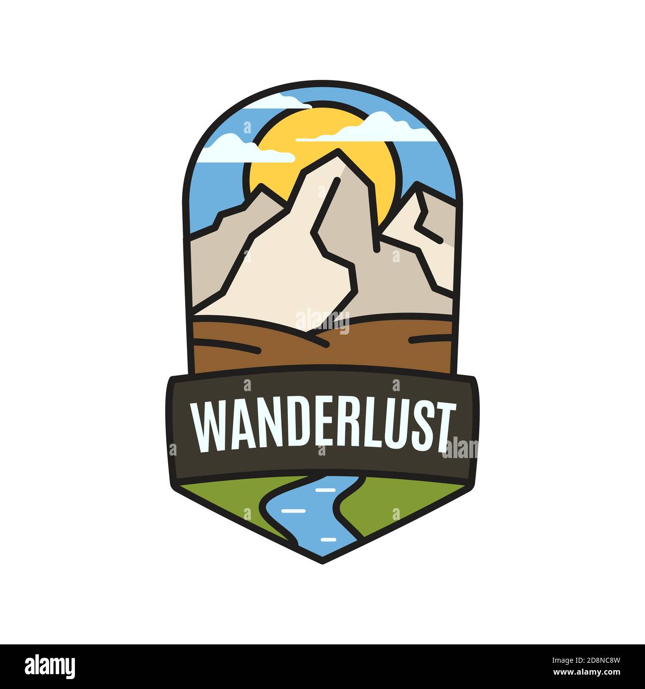 Vintage wanderlust adventure logo, hiking emblem design with camping ...