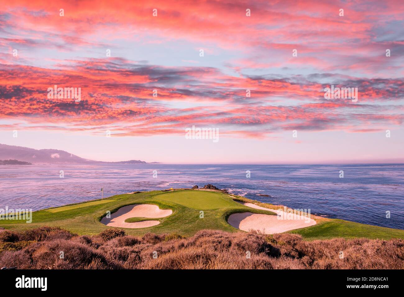 A view of Pebble Beach golf course, Hole 7, Monterey, California, USA ...