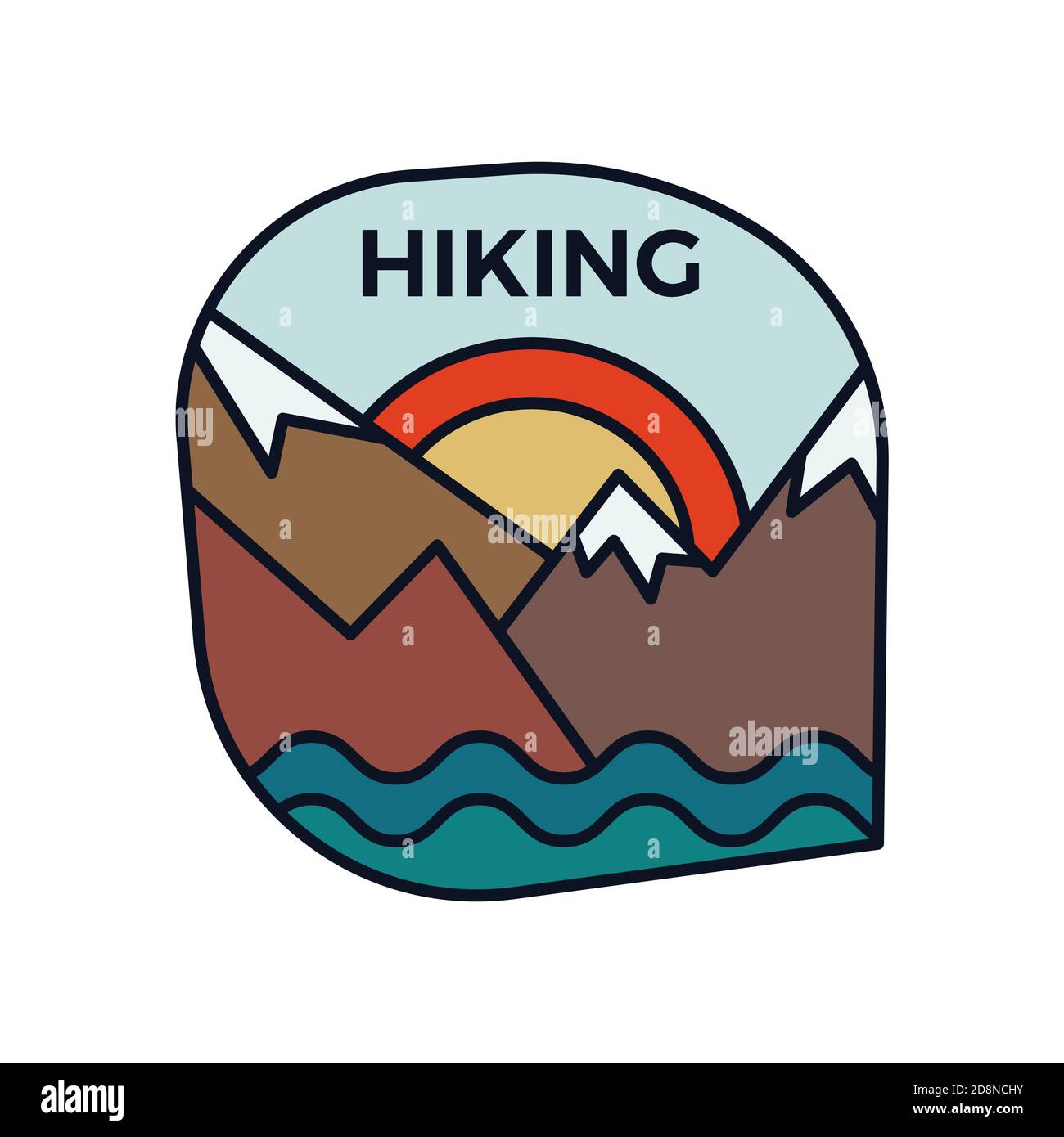 Mountain Hiking logo emblem template, adventure label design. Unusual ...