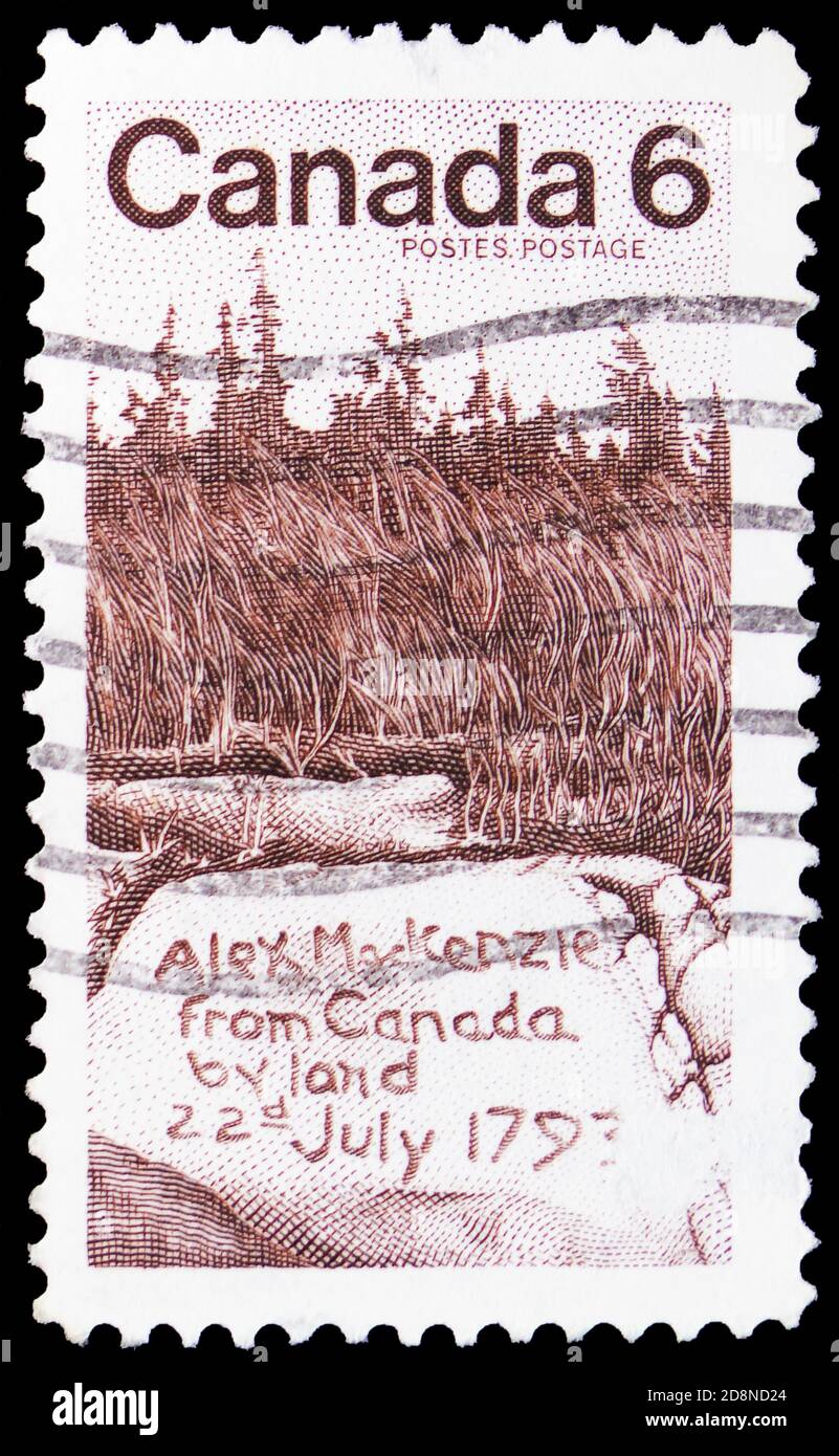 MOSCOW, RUSSIA - OCTOBER 8, 2020: Postage stamp printed in Canada shows ...