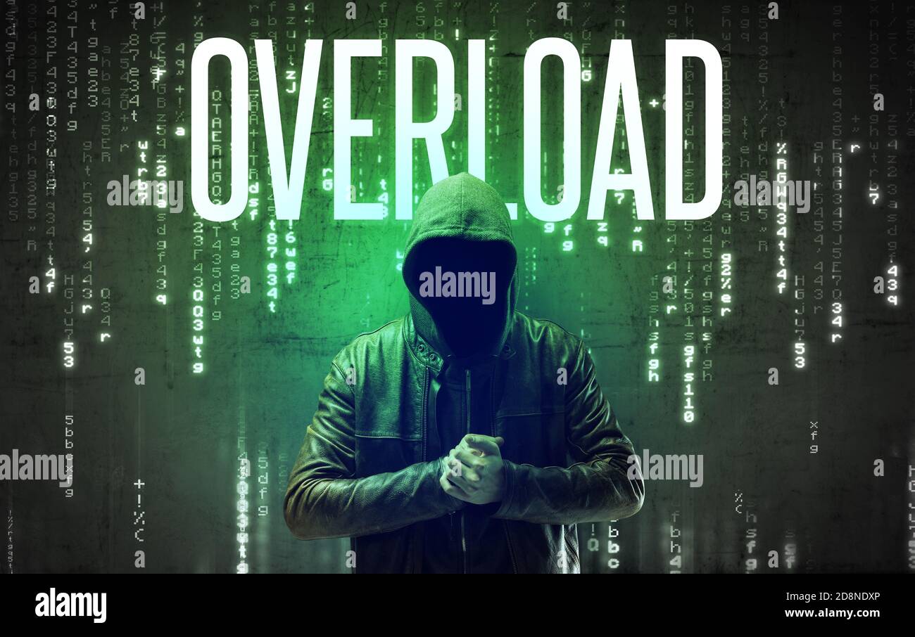 Faceless hacker with OVERLOAD inscription, hacking concept Stock Photo ...