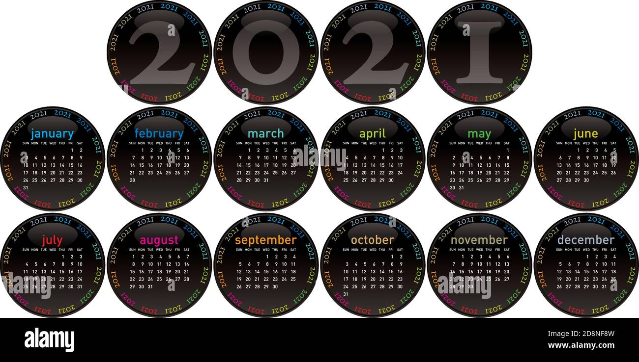 Colorful Calendar for year 2021 in vector format Stock Vector Image ...