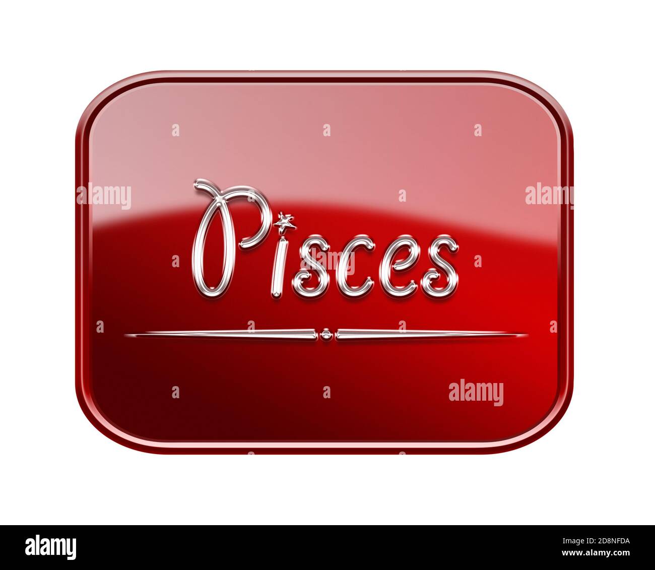 Pisces zodiac icon red glossy, isolated on white background Stock Photo ...