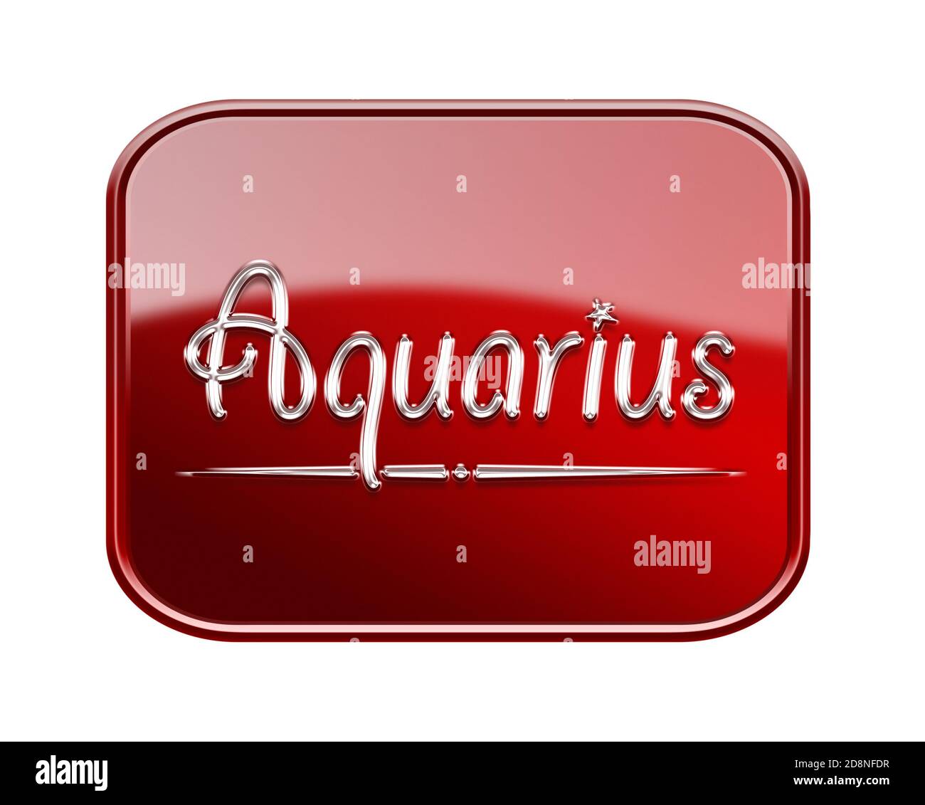 Aquarius zodiac icon red glossy, isolated on white background Stock ...