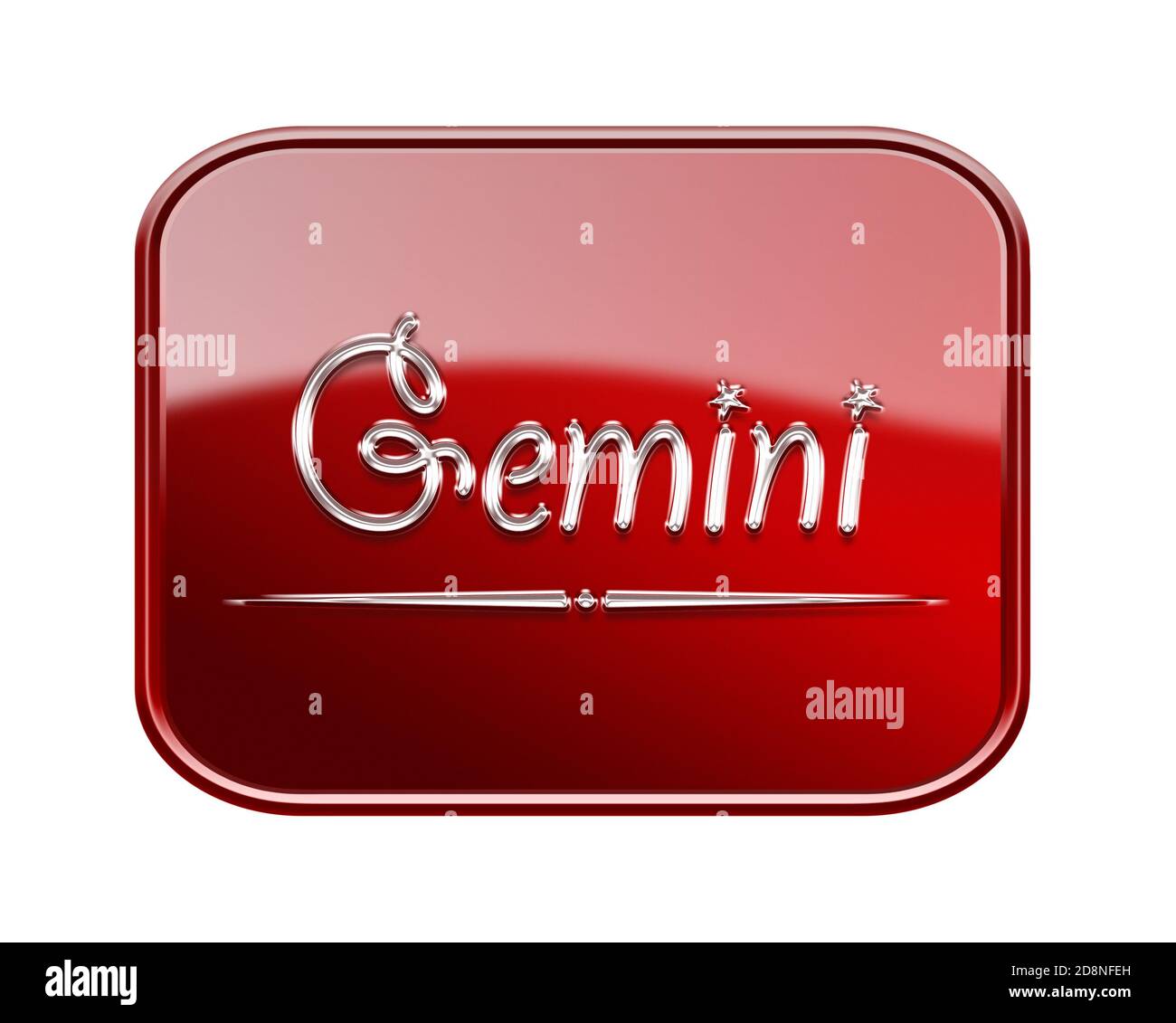 Gemini zodiac icon red glossy, isolated on white background Stock Photo ...