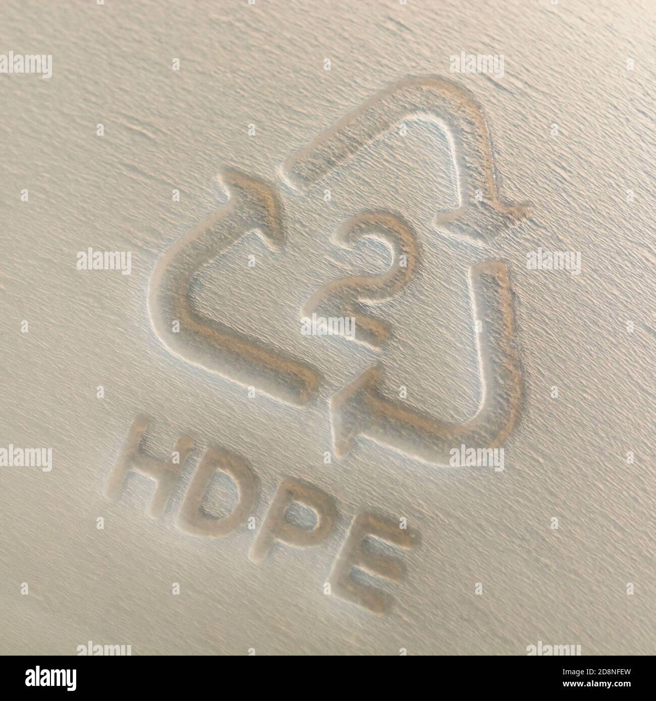 Macro close-up shot of plastic resin code / Resin Identification Code ...